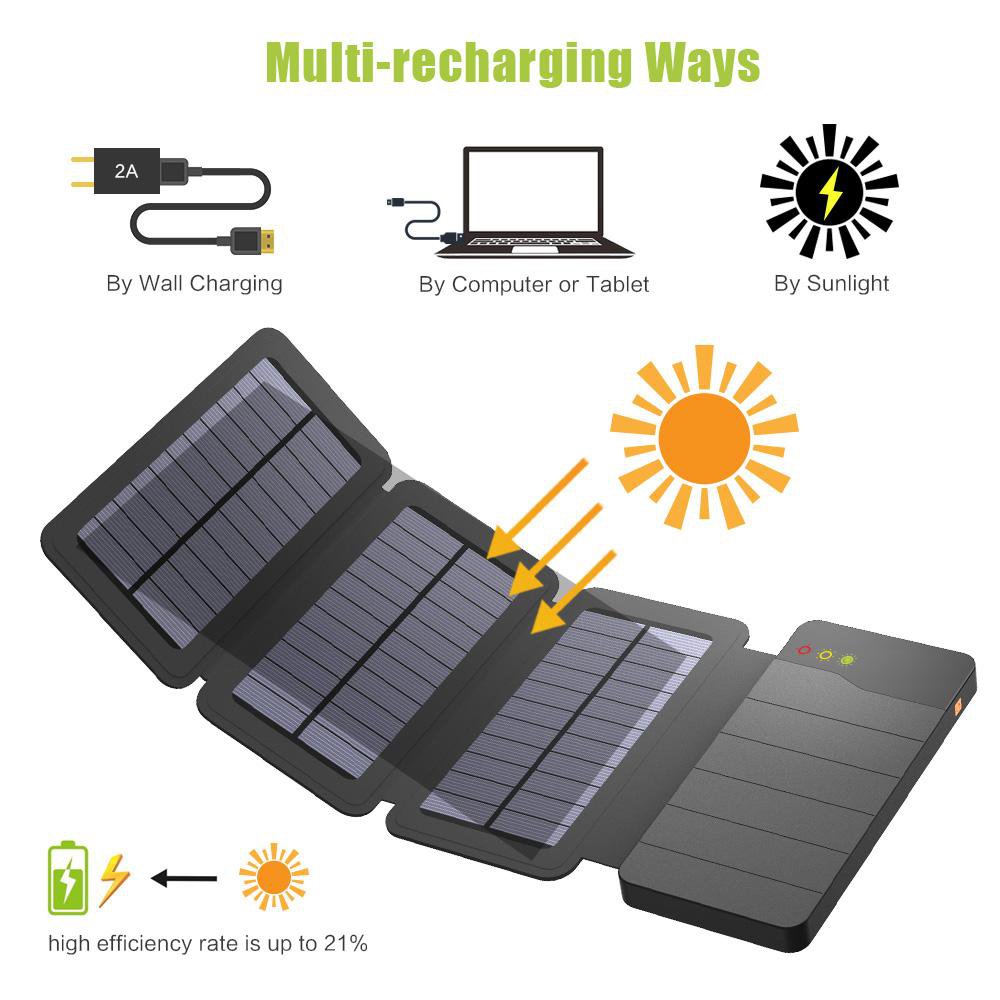 Waterproof Foldable Solar Charger Power Bank10000mah for iPhone iPad S ...